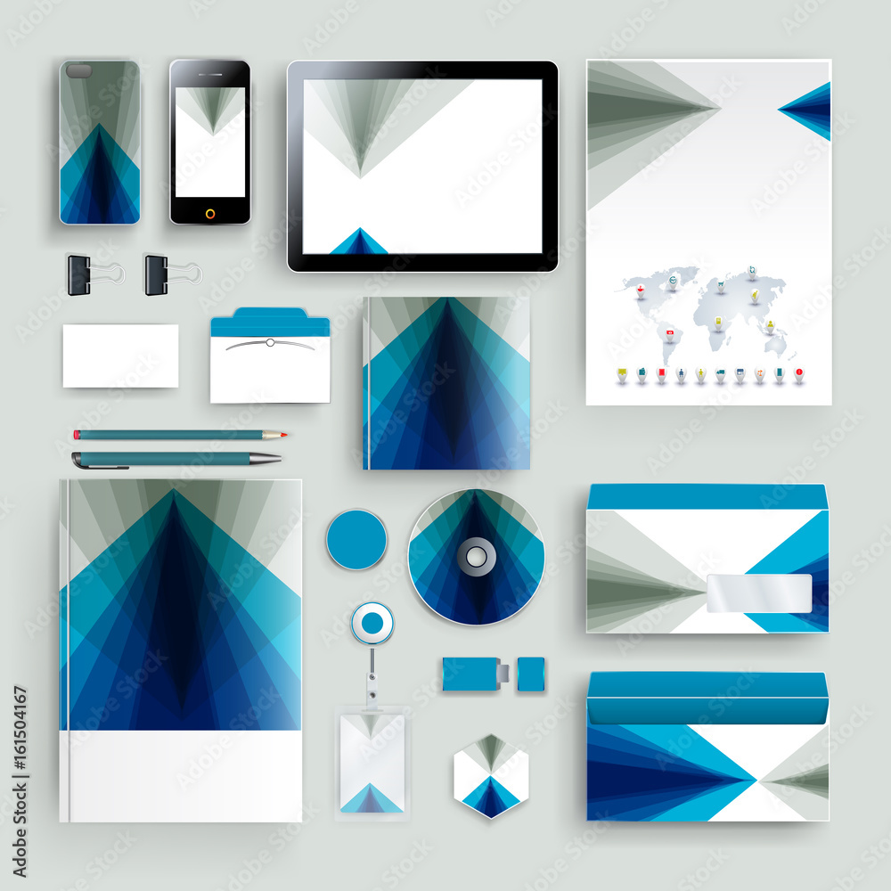 Corporate identity template with color elements. Vector company ...