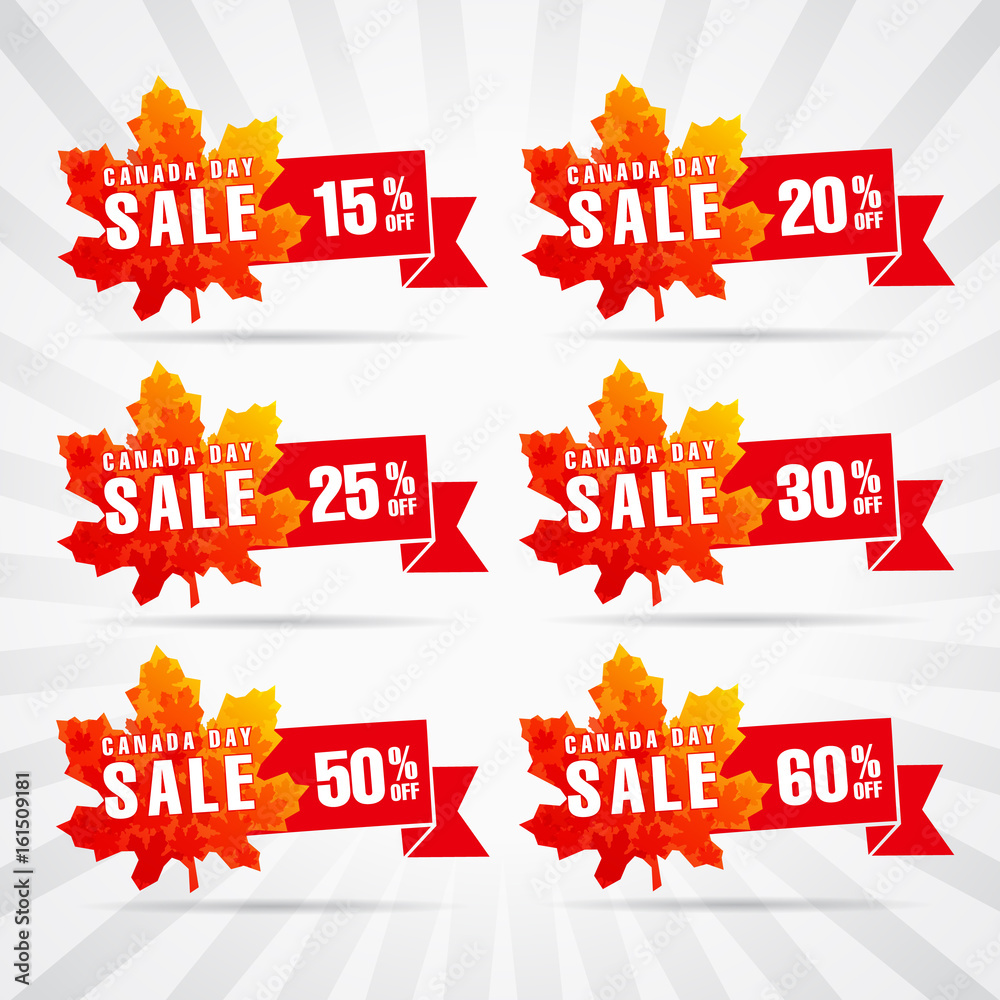 Happy Canada Day vector sale template. Traditional holiday discounts ...