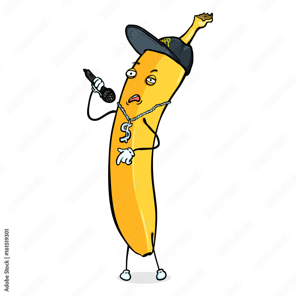 Vector Cartoon Character - Banana Rapper Stock Vector | Adobe Stock