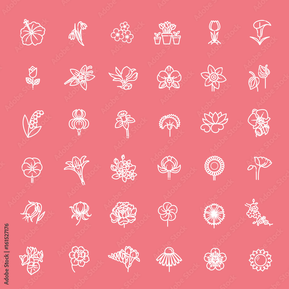 Flower Icon Set - Vector Illustration Stock Vector | Adobe Stock