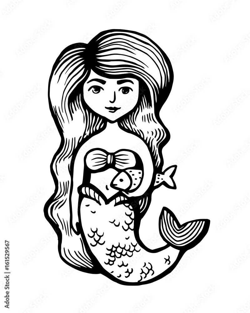 Girl Fish Drawing