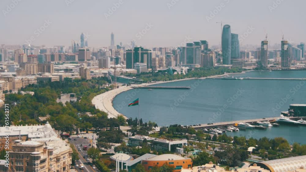 Panoramic view from above to the city of Baku, Azerbaijan. View from ...