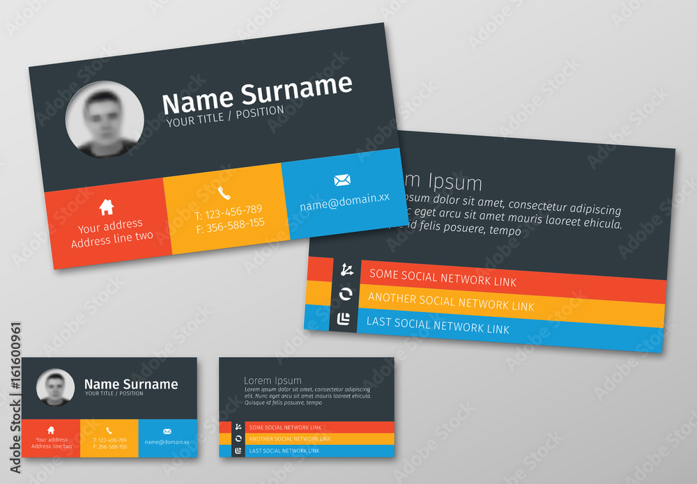 Grid Style Business Card Layout 1 Stock Template | Adobe Stock