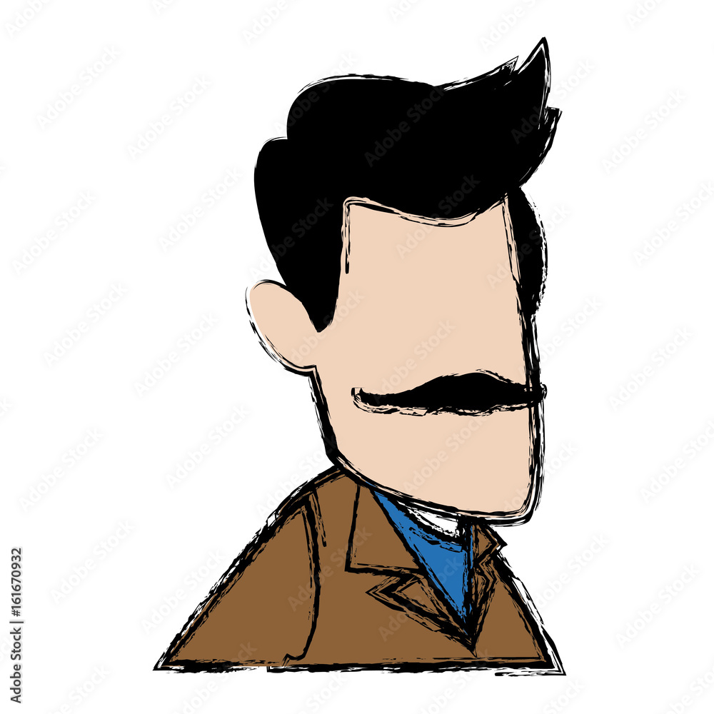 portrait man male profile character image vector illustration Stock ...