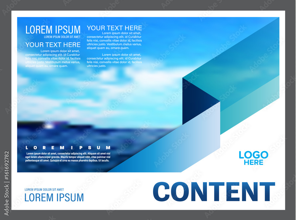 Seascape and blue sky presentation layout design template background ...
