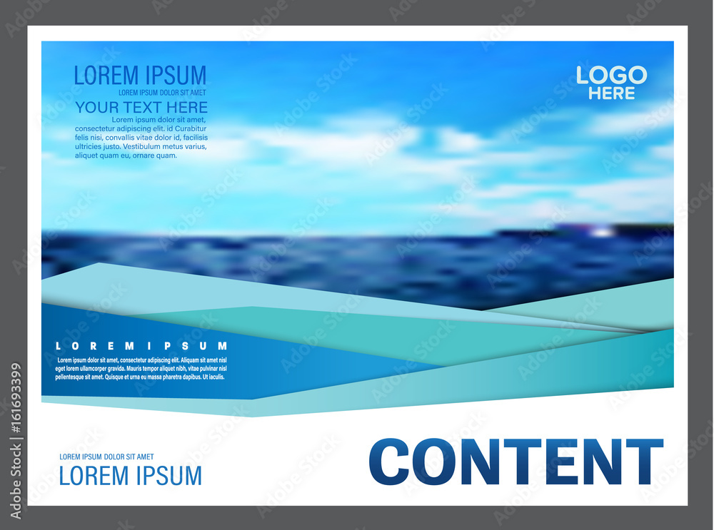 Seascape and blue sky presentation layout design template background ...