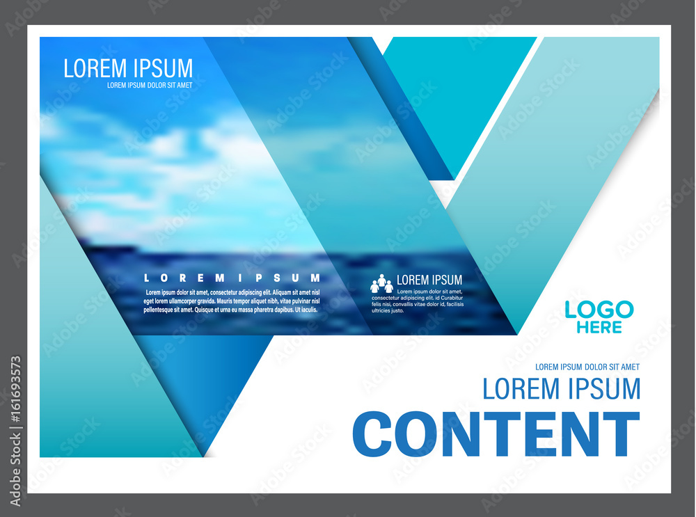 Seascape and blue sky presentation layout design template background ...