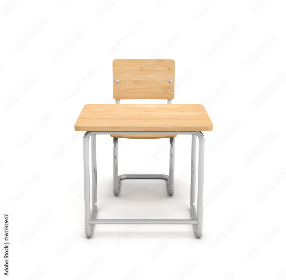 3d rendering of a school desk and chair both are made of iron and light ...
