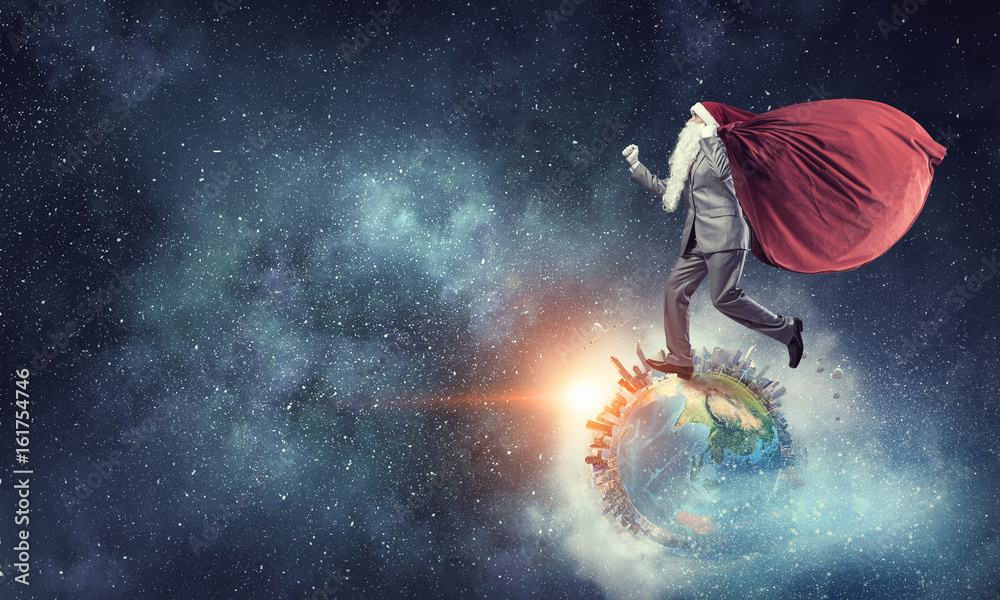 Foto de Santa is hurrying up. Mixed media do Stock | Adobe Stock