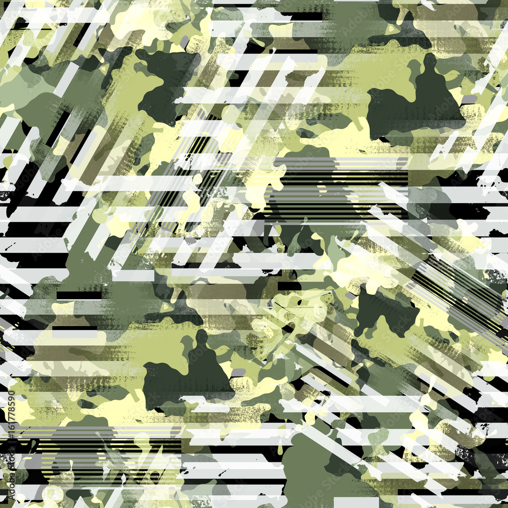 Seamless pattern camouflage design. Striped background with camo ...