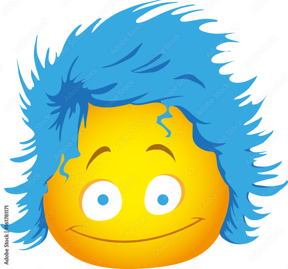 Funny emoji with shaggy hair Stock Vector | Adobe Stock