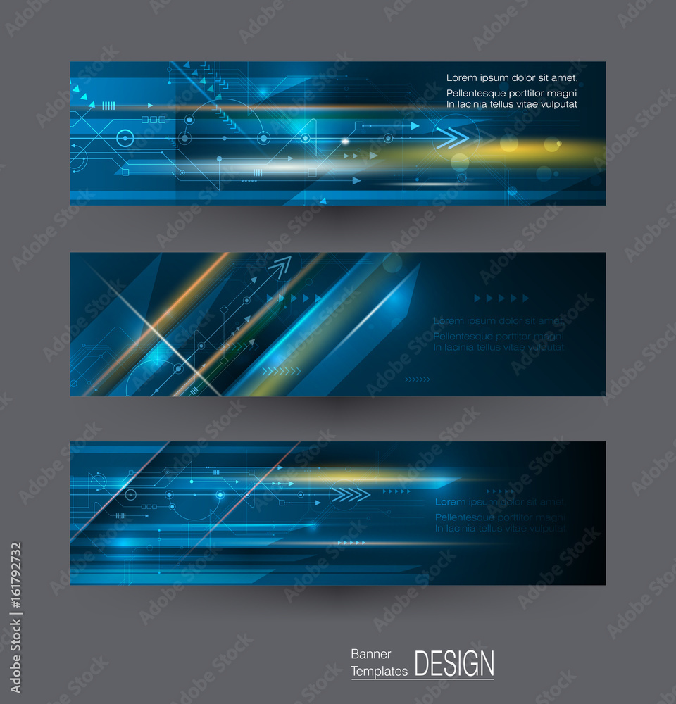 Abstract banners set with image of science innovation concept. Image of ...