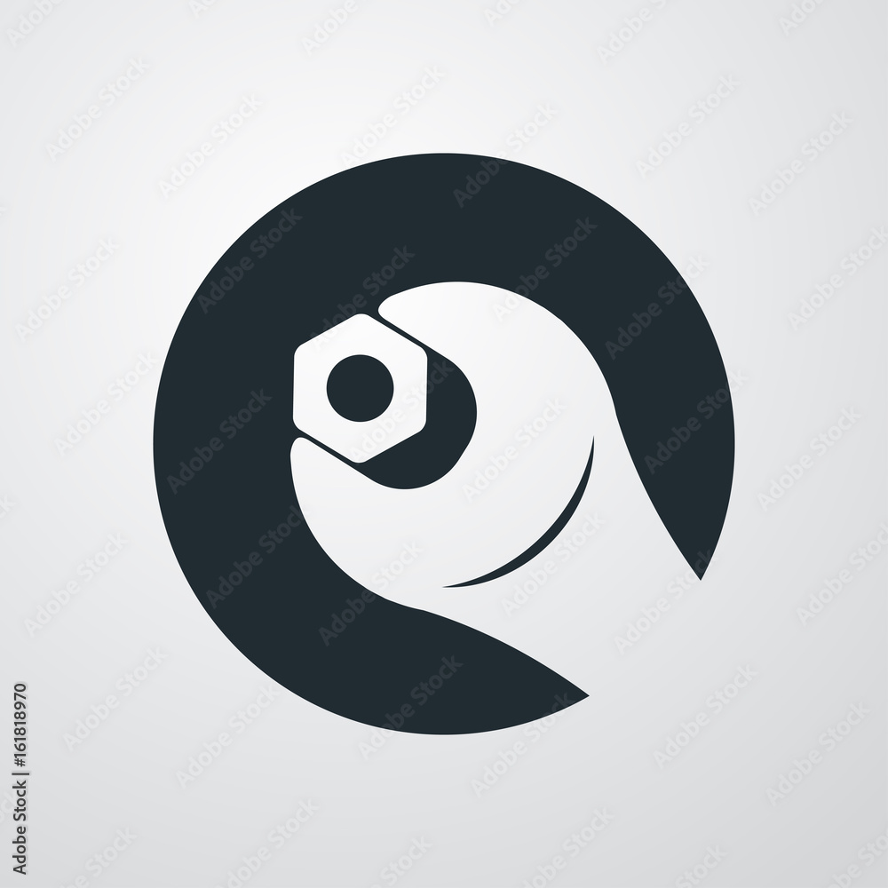 Icono plano circulo con llave con tuerca en fondo degradado Stock ...