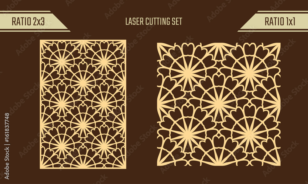 DIY Laser Cutting set. Woodcut Vector Panel. Plywood Lasercut Eastern ...