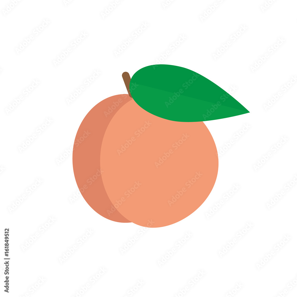 Peach flat icon. Colorful vector sign, logo illustration. Flat style ...