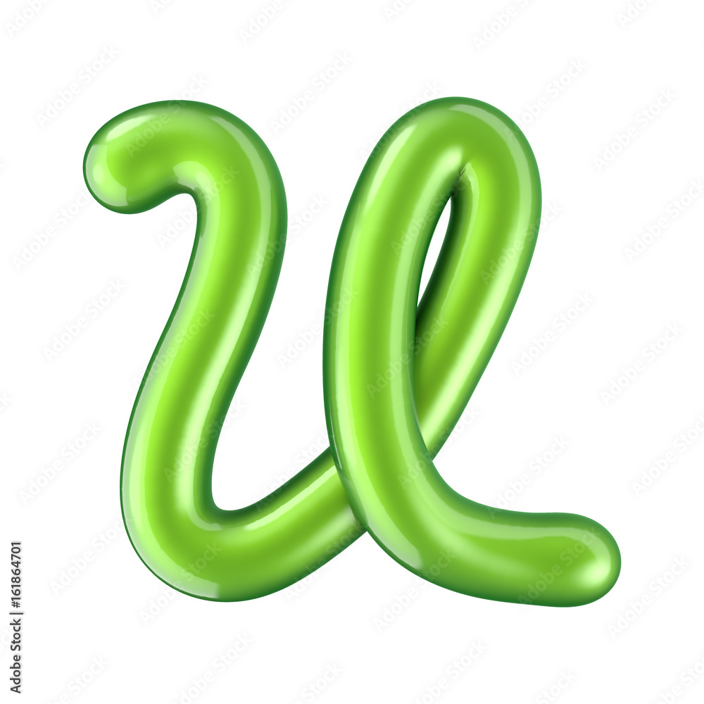 Glossy green letter U uppercase. 3D rendering Stock Illustration ...