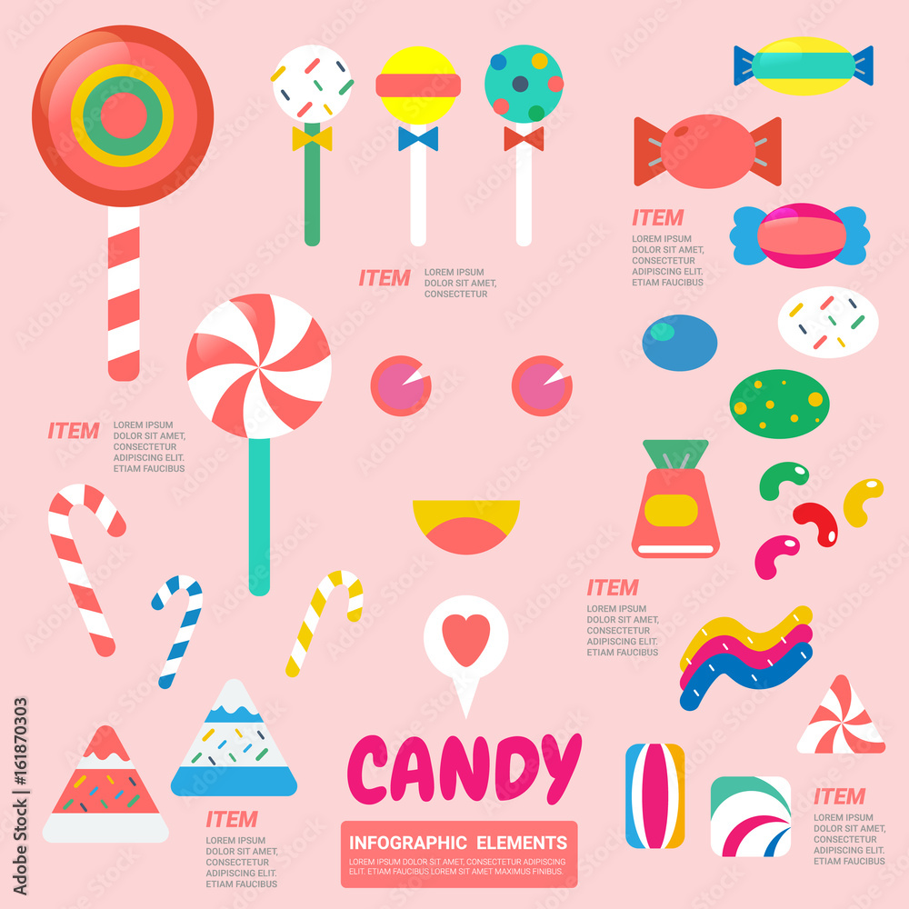 Candy Infographics, vector illustration Stock Vector | Adobe Stock