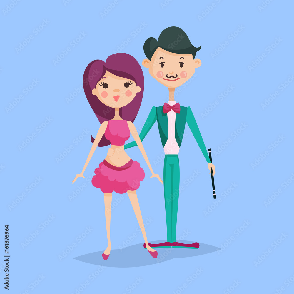 Cute magician character tricks vector illustration magic show cartoon ...