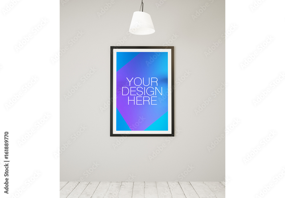 Large Framed Poster in White Room Mockup 2 Stock Template | Adobe Stock