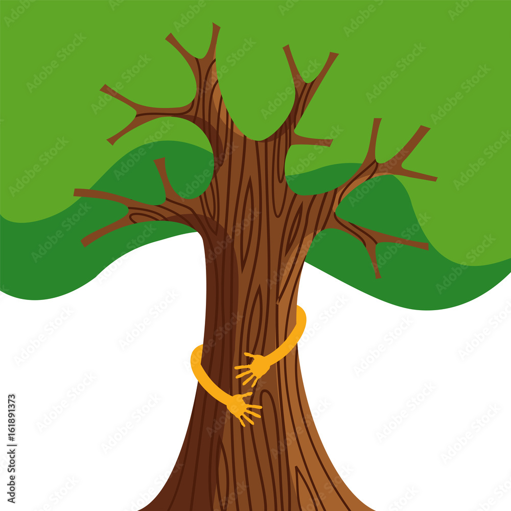 Tree hug for nature love concept illustration Stock Vector | Adobe Stock