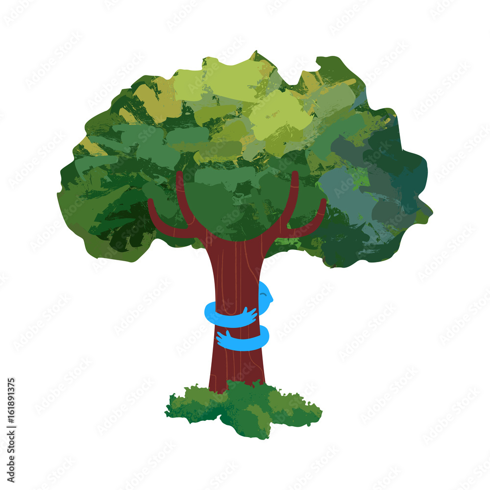 Tree hug for nature love concept illustration Stock Vector | Adobe Stock