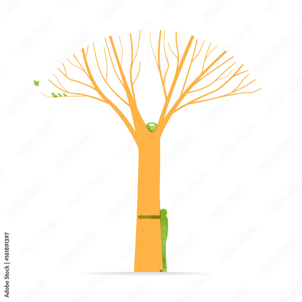 Tree hug concept illustration of green nature love Stock Vector | Adobe ...