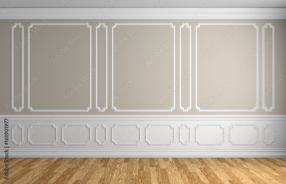 Beige wall in classic style empty room architectural background Stock ...