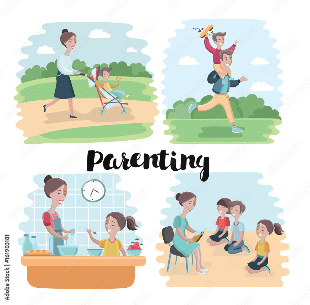 1080273 Cartoon vector illustration set of happy family Stock Vector ...