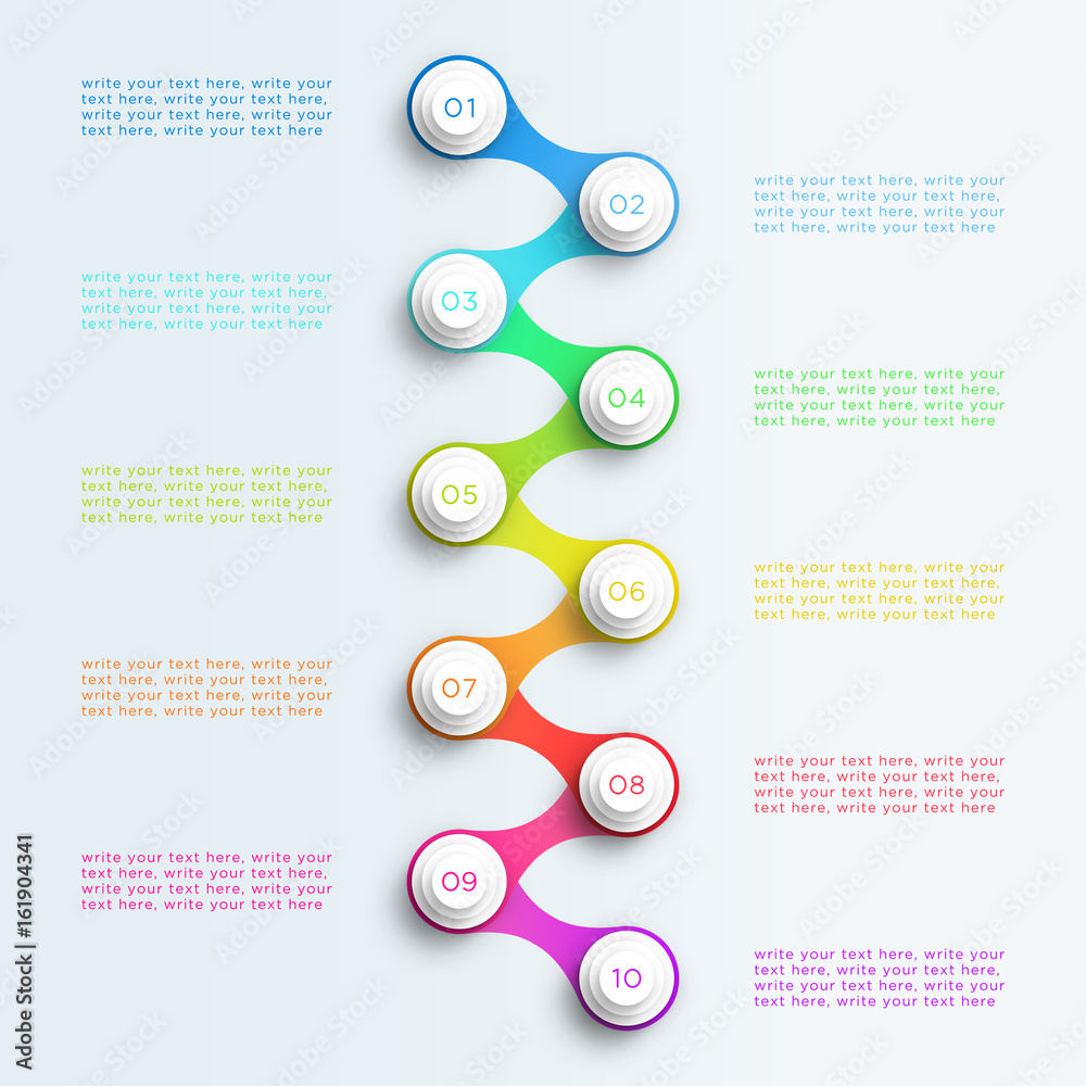 Number Bullet Points 1 to 10 Linked Infographic A Stock Vector | Adobe ...