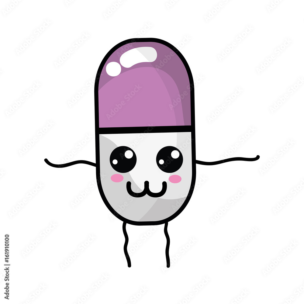 kawaii cute happy pill pharmaceutical medicine Stock Vector | Adobe Stock