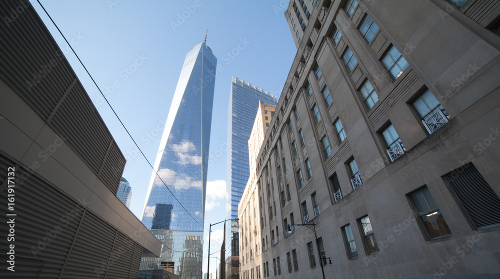 Freedom Tower / One World Trade Center and surrounding buildings Stock ...