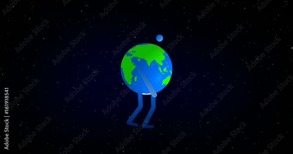 Depressed Planet Earth Cartoon Character in Walk Cycle Animation 4k ...