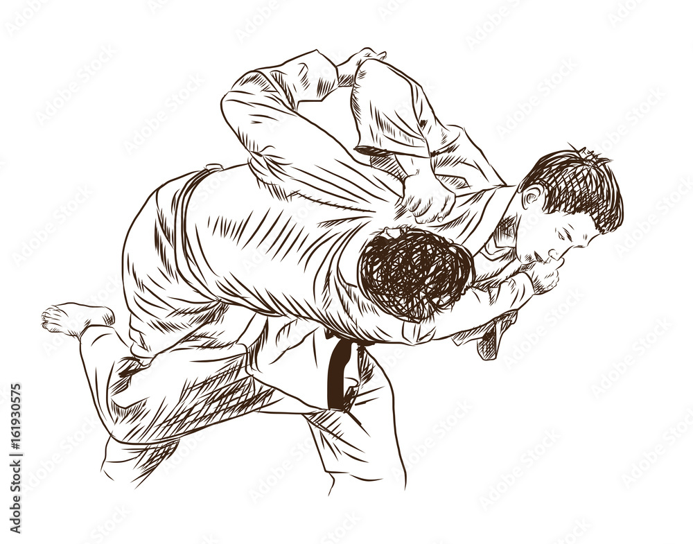 Hand sketch competing judo in Vector illustration Stock Vector | Adobe ...