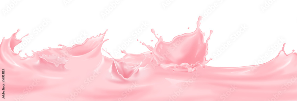 Pink milk splash On a white background. Stock Illustration | Adobe Stock
