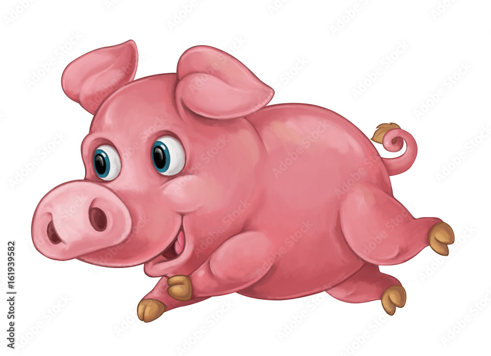 Cartoon happy pig is smiling looking and smiling / artistic style ...