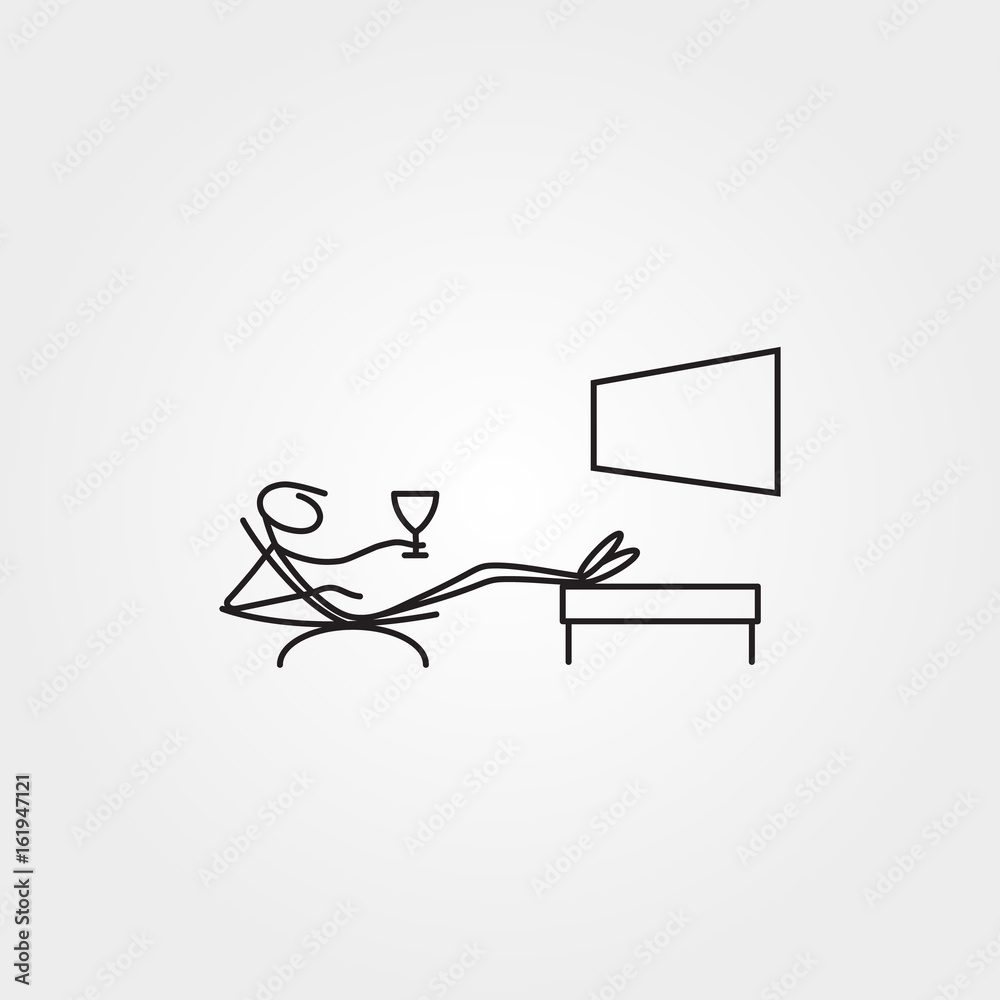 Cartoon icons set of sketch stick figure relaxing Stock Vector | Adobe ...