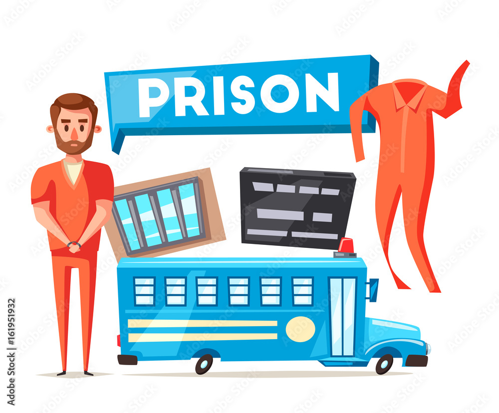 Prison with prisoner. Character design. Cartoon illustration Stock ...