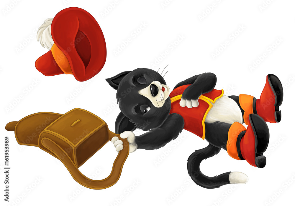 Cartoon cat - isolated - lying down pretending to sleep Stock ...