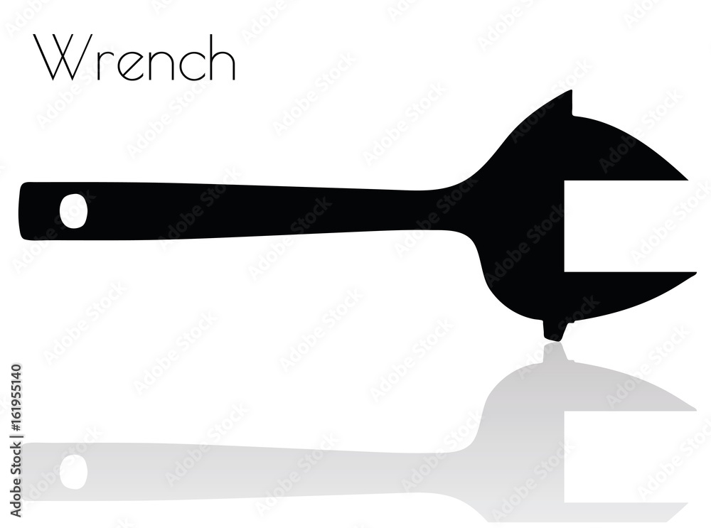 wrench silhouette on white background Stock Vector | Adobe Stock