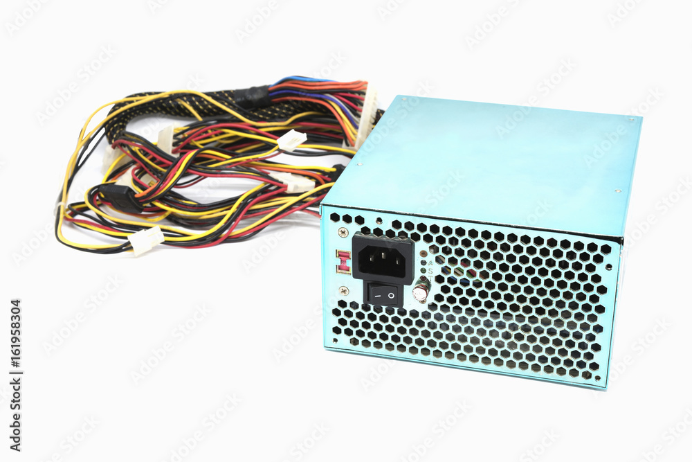 500W Power supply unit with cable and switch I O, green color for full ...