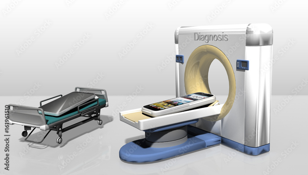 3d Smartphone, Handy Fehler - Diagnose im CT, MRT, freigestellt Stock ...