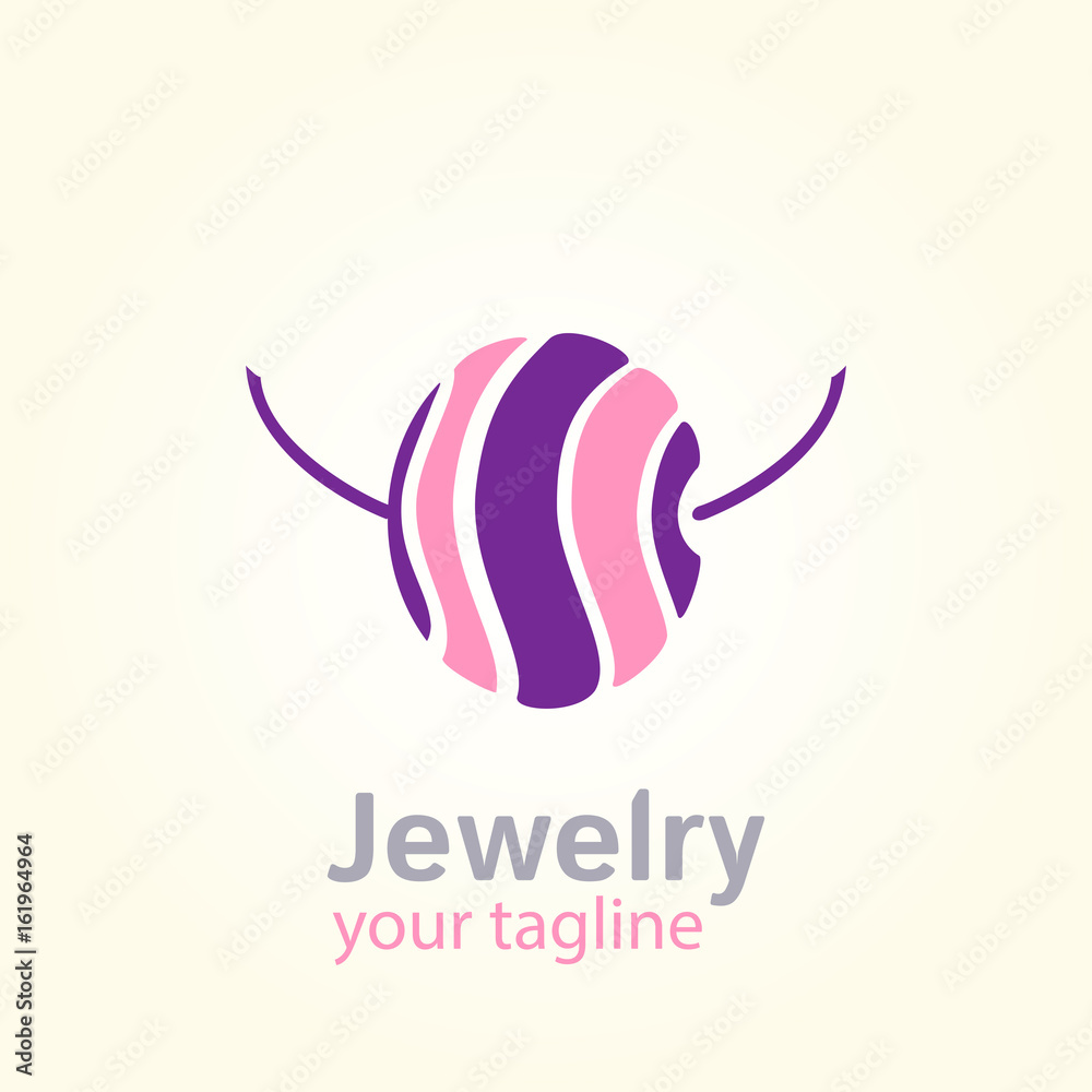 Vector logo template for jewelry shop or store. Illustration of bead on ...