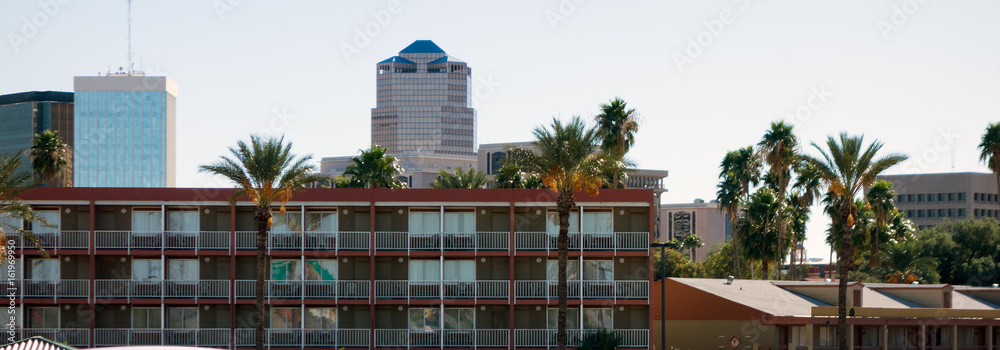 Downtown of a major Arizona city of Tucson full of high rise office ...