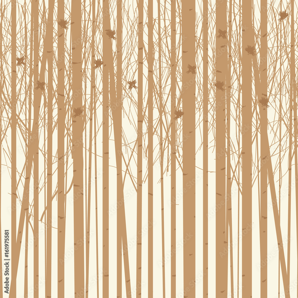 Seamless vector texture with a picture of the forest of trees with ...