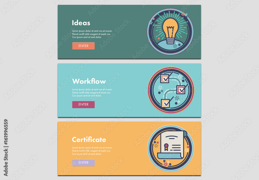 3 Workflow and Creativity Web Banners Stock Template | Adobe Stock