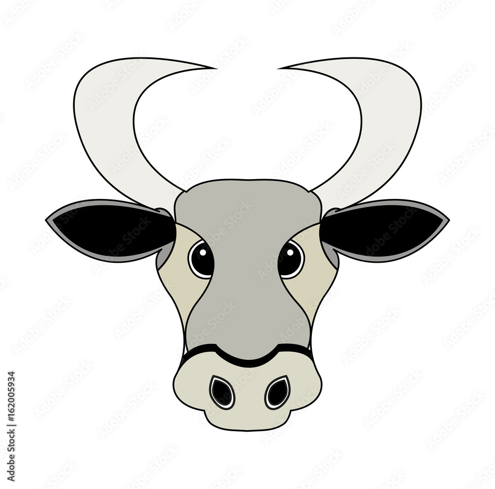 Testa di toro vettoriale in scala di grigi cartoon Stock Vector | Adobe ...