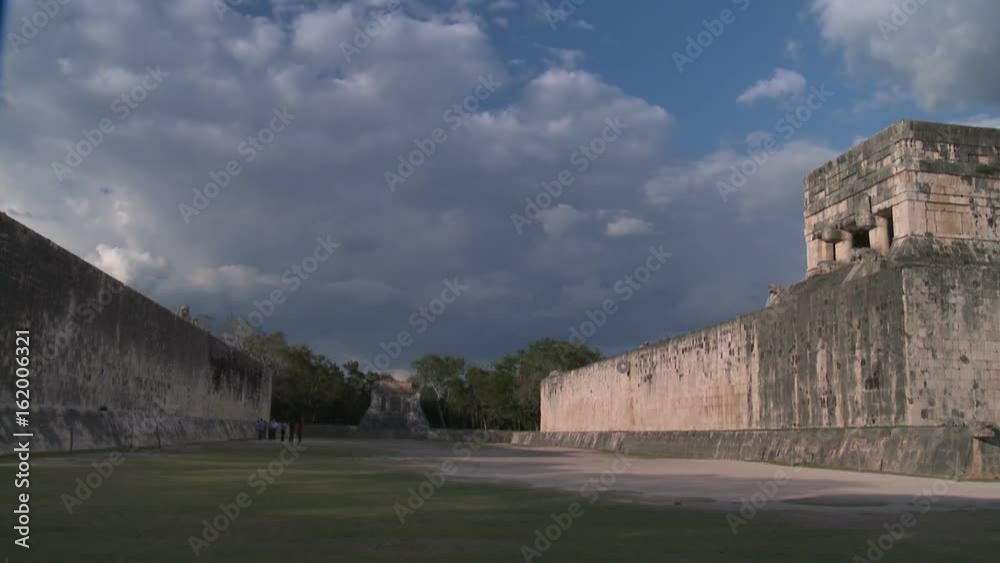 Ancient Mayan football field.Chichen itza. Timelapse of the Chichen ...