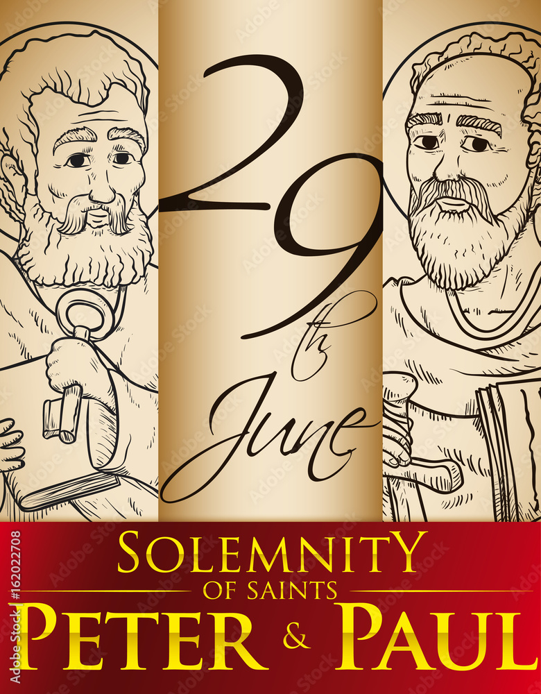 Hand Drawn Portraits for Solemnity of Saints Peter and Paul, Vector ...