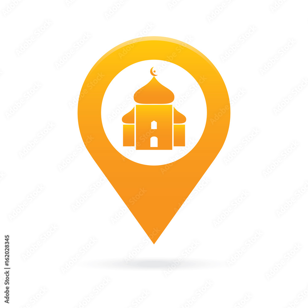 mosque, surau map pointer icon marker GPS location flag symbol Stock ...