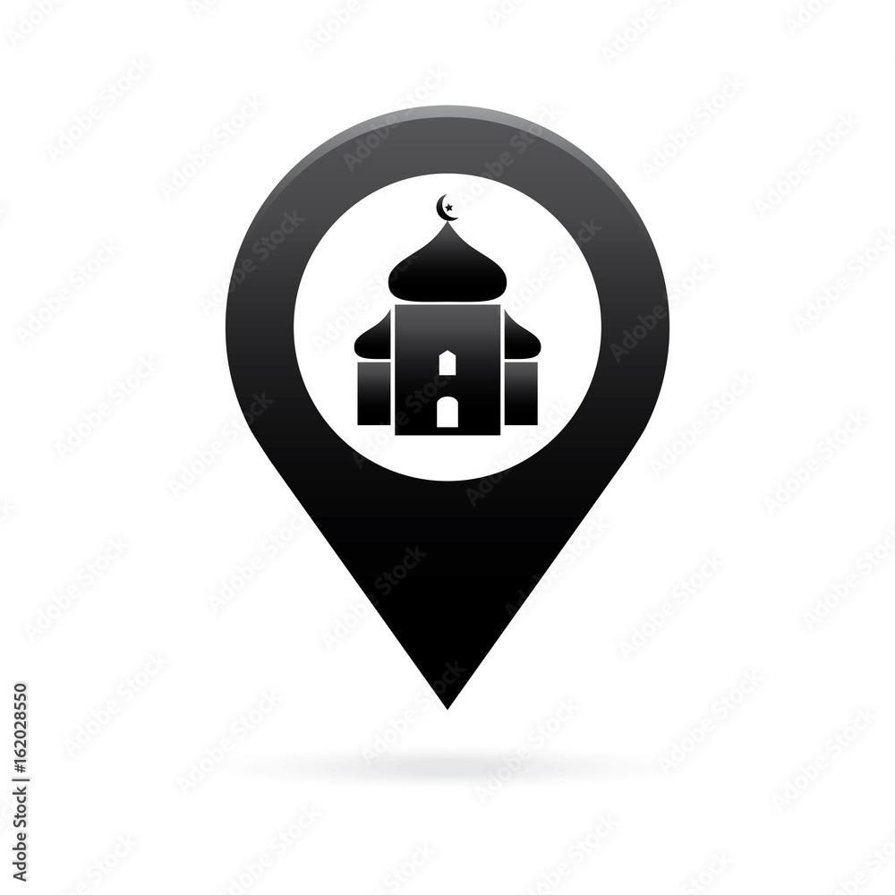 mosque, surau map pointer icon marker GPS location flag symbol Stock ...